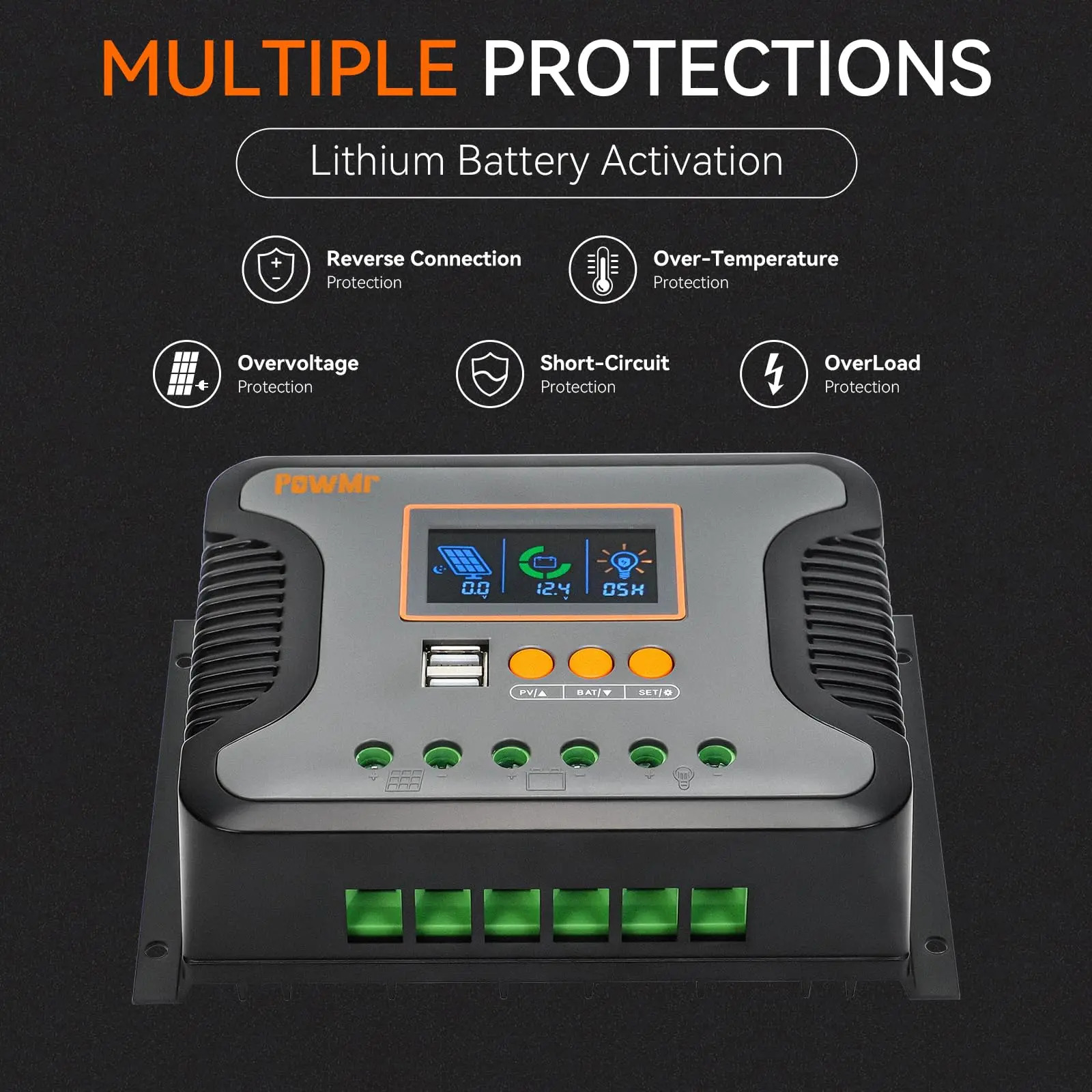 【Official Store】PowMr PWM 30A Solar Charge Controller 12V/24V/36V/48V Auto Identification with ...