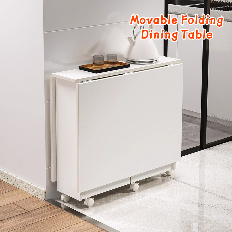 【ACC】Foldable Dining Table Movable Table With Wheels Multifunctional ...