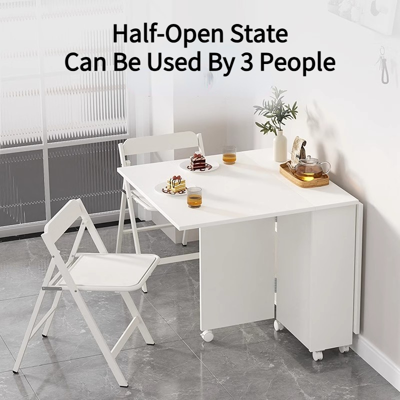 【ACC】Foldable Dining Table Movable Table With Wheels Multifunctional ...