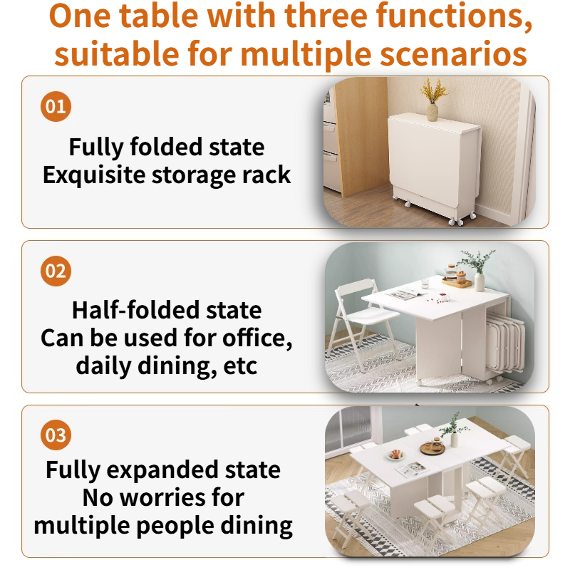 【ACC】Foldable Table Foldable Dining Table Movable Table With Wheels Multifunctional Foldable ...