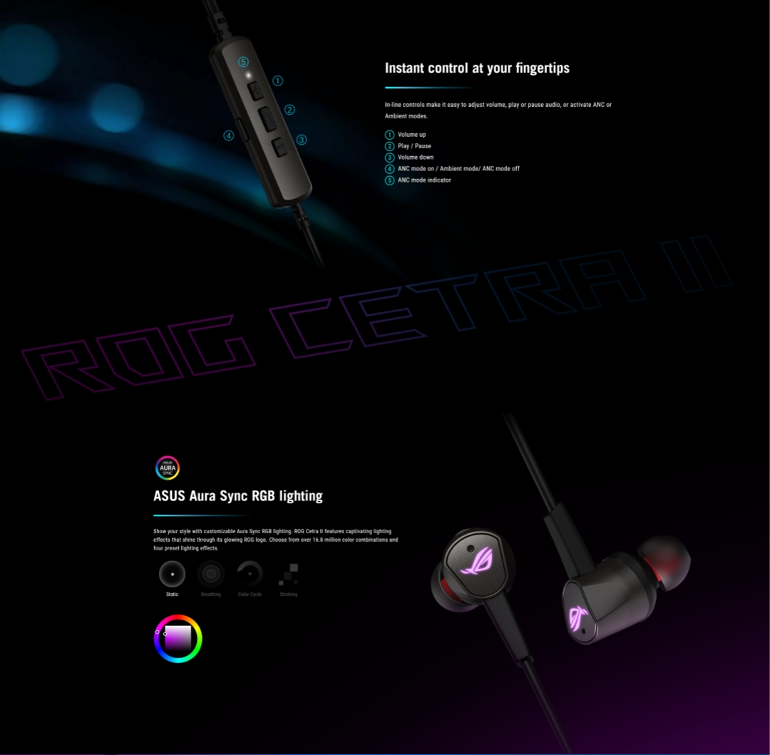 ASUS ROG Cetra II - ANC Gaming headphones | Noise-Suppression Mic | LSR ...