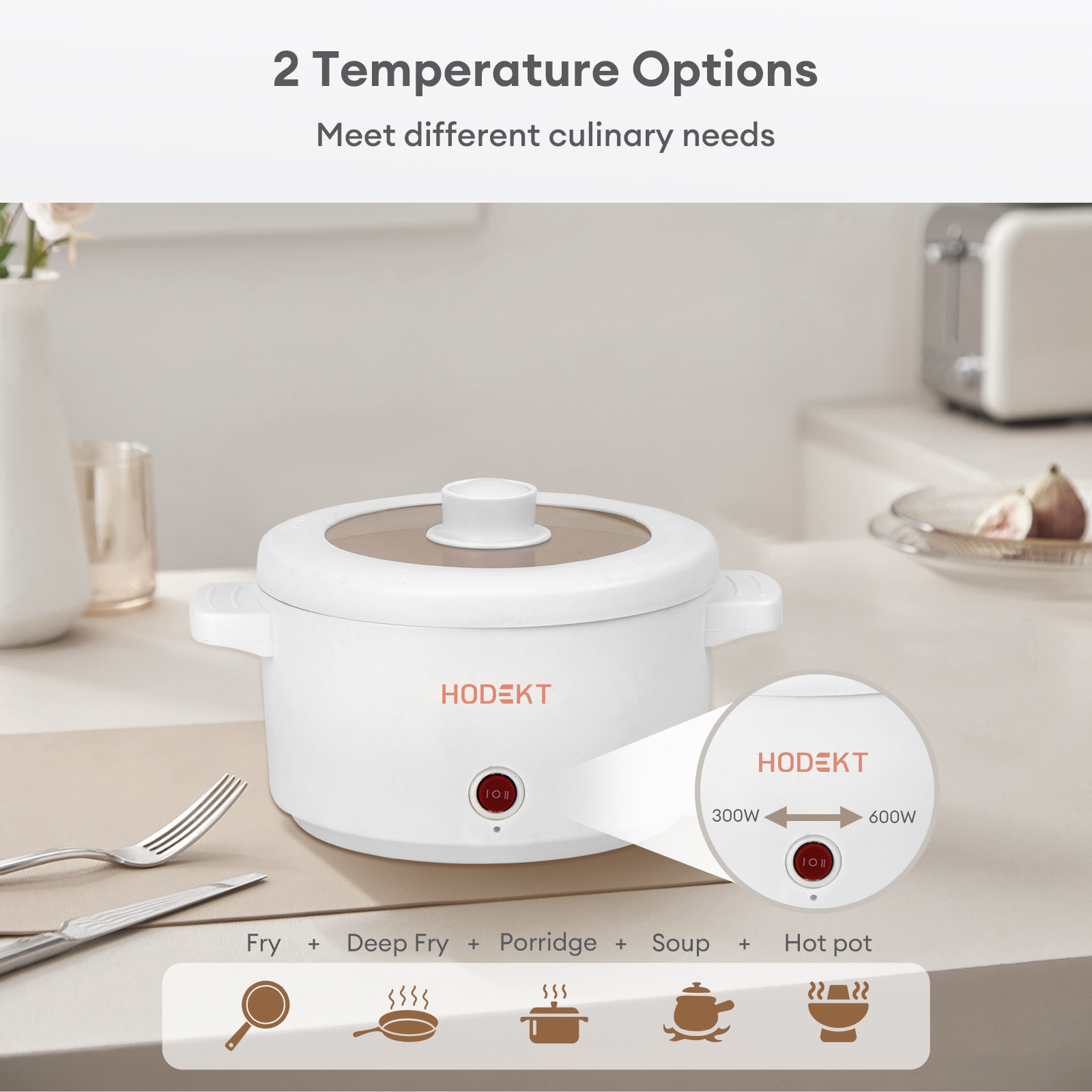 Hodekt Multi Cooker Multifunction Electric Cooker With Steamer Ceramic ...