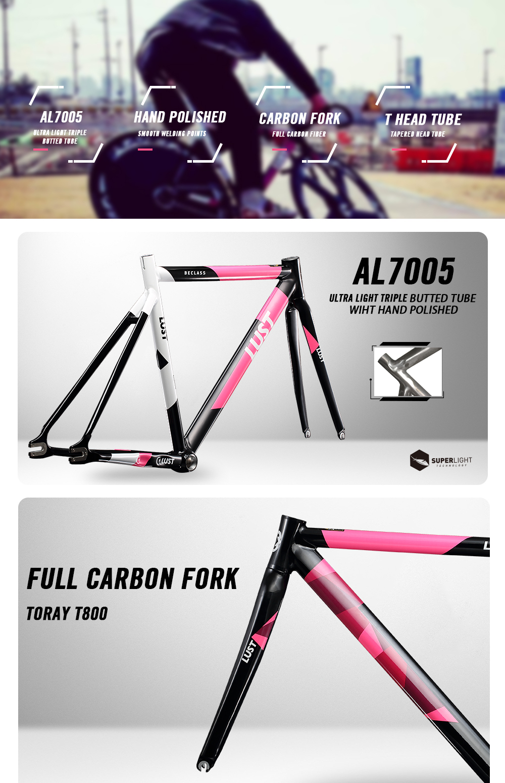 2025 LEXON FIXED GEAR FRAME SET AL6066 EXTRA LIGHT TRACK FRAME SET ...