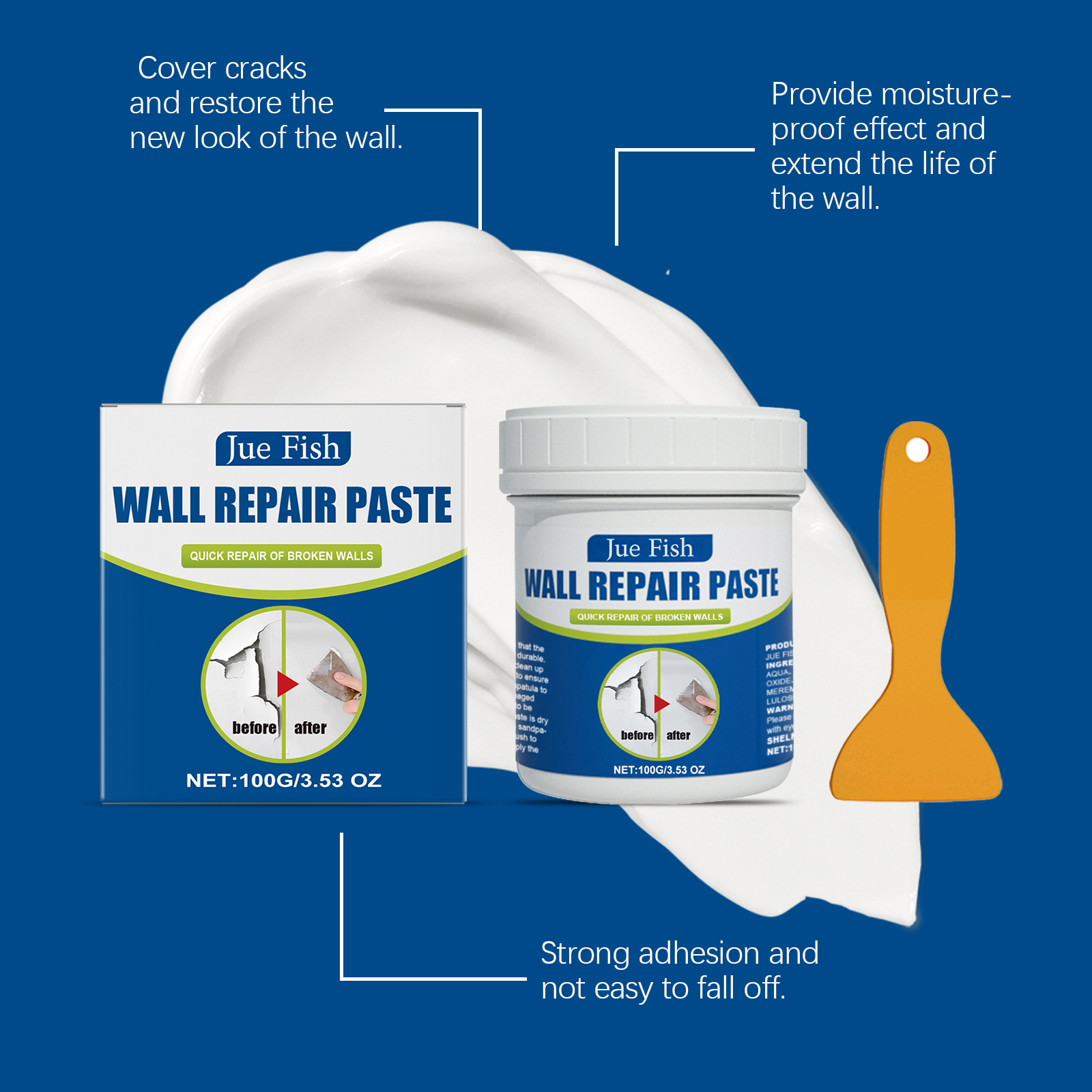 Wall Repair Paste - 100g Drywall Mending Agent Cream for Peeling Paint ...