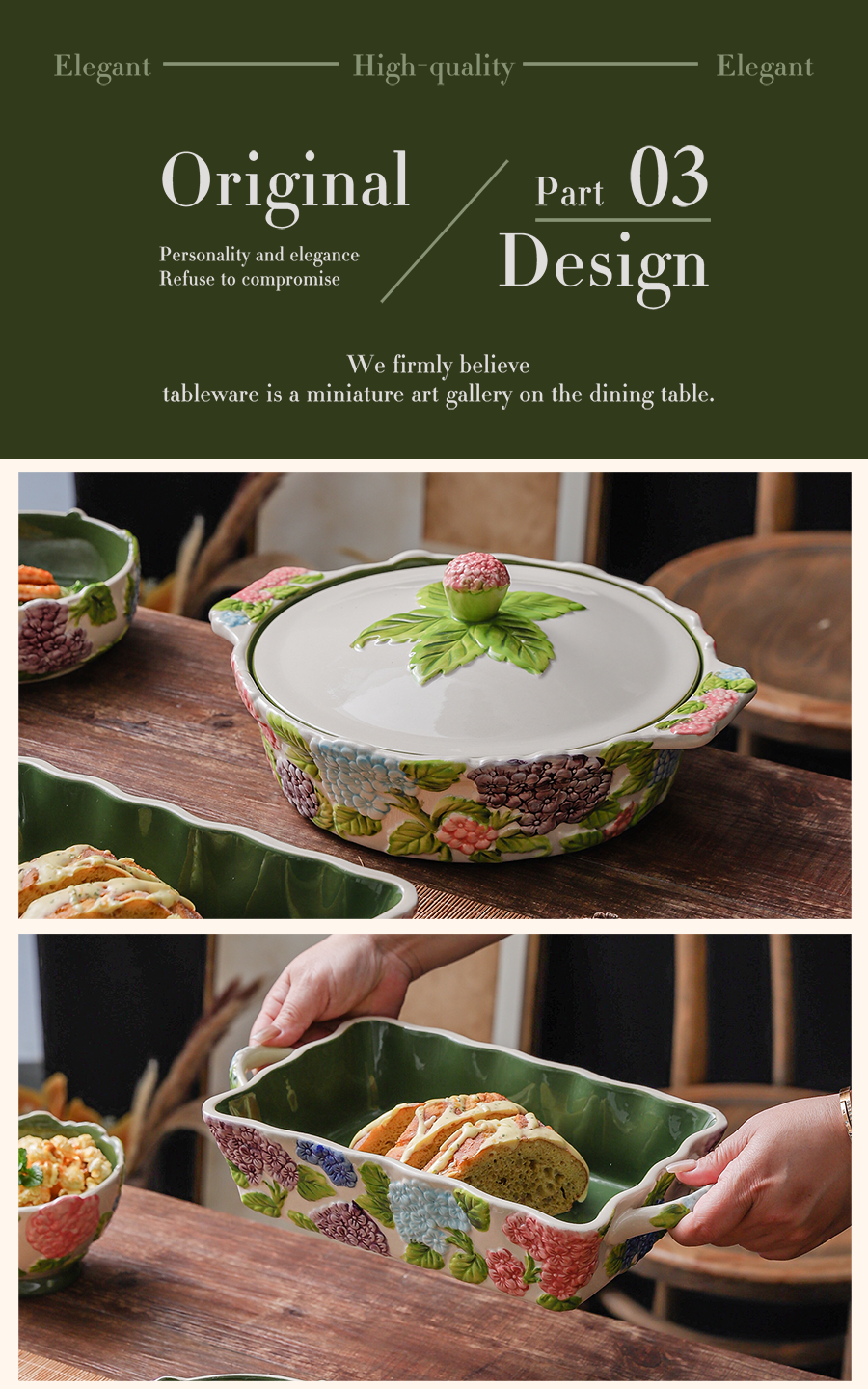 "Underglaze ceramic dinnerware set/Piring keramik,kraf relief,corak ...