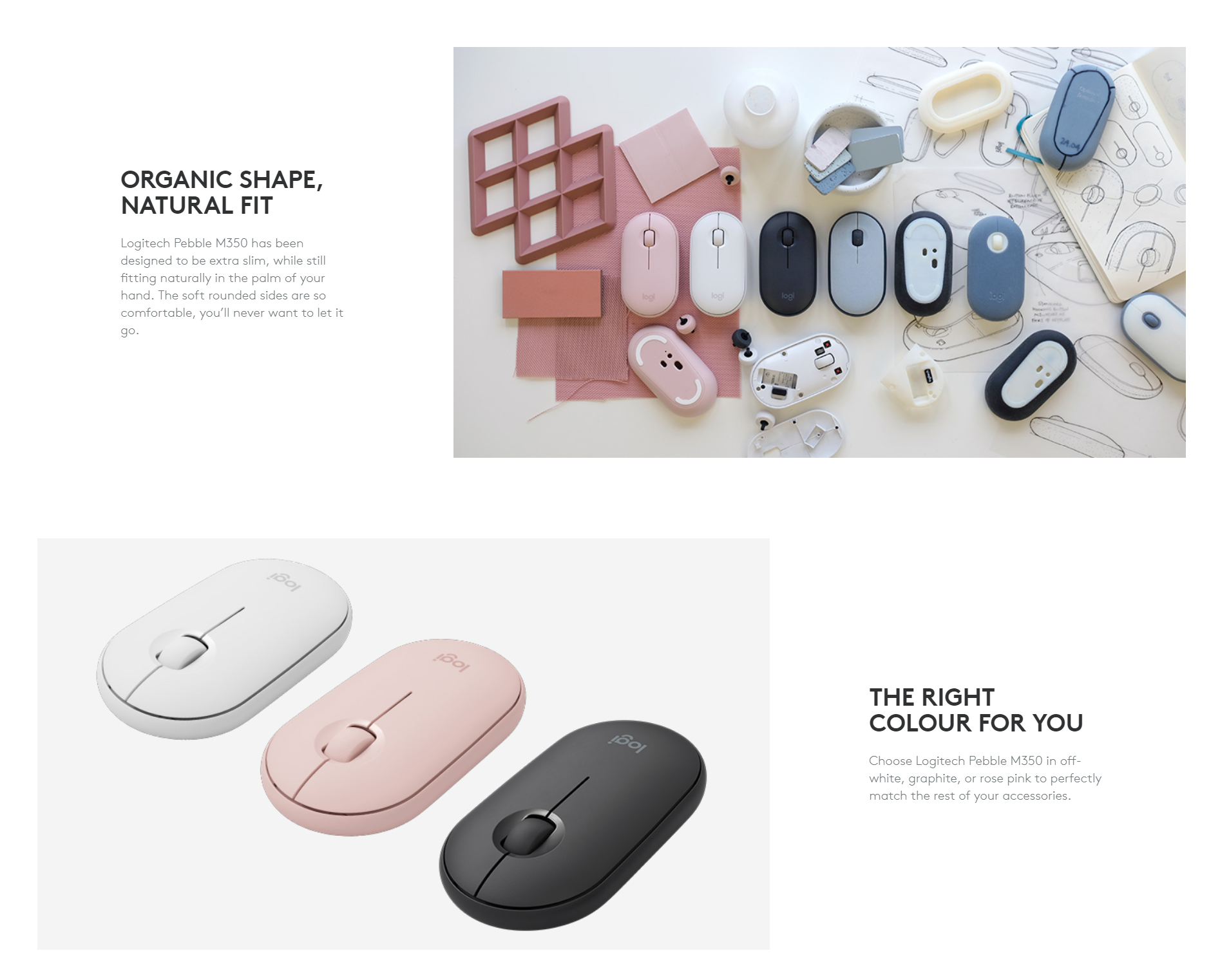 Logitech Pebble M350 Modern Slim and Silent Wireless Bluetooth Mouse (3 ...