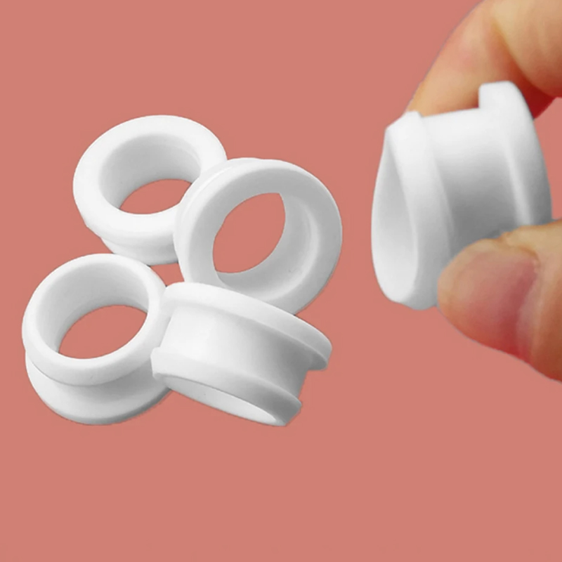 Black/White Hole Plug 4.5mm to 50.6mm Round Hollow Silicone Rubber Snap ...
