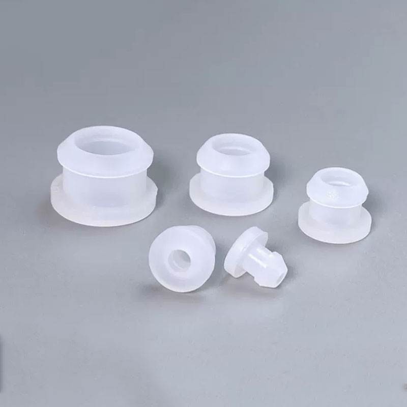 Grey/Transparent Round Hollow Silicone Rubber Snap-on Hole Stopper ...