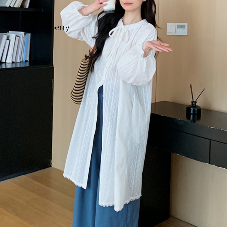 Black Strawberry Mid-Length Long-Sleeved Shirt Summer Sunscreen Tops ...