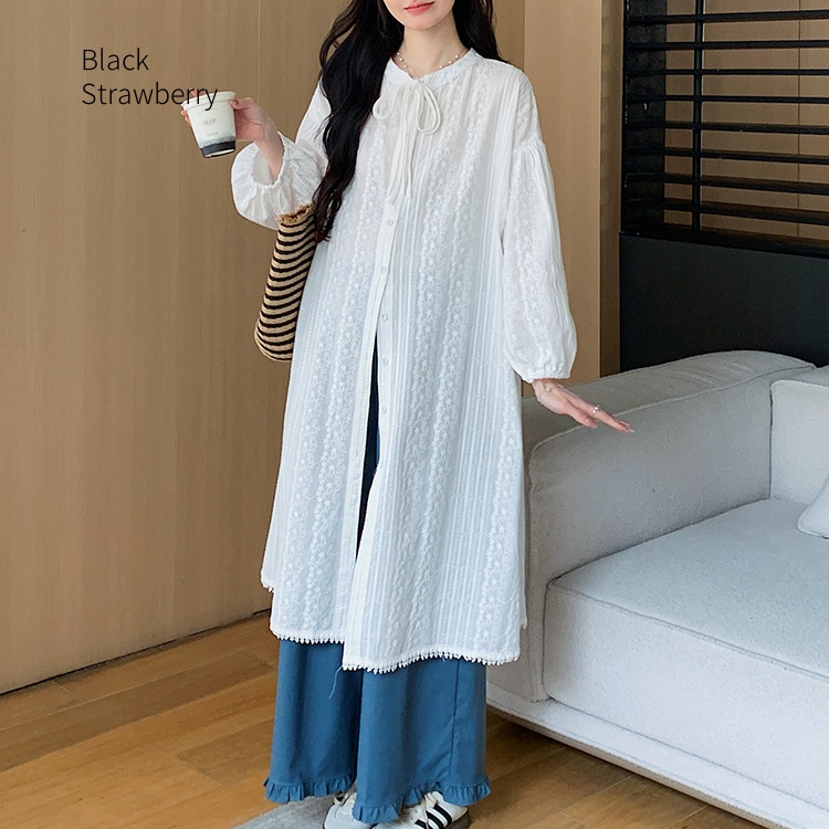 Black Strawberry Mid-Length Long-Sleeved Shirt Summer Sunscreen Tops ...
