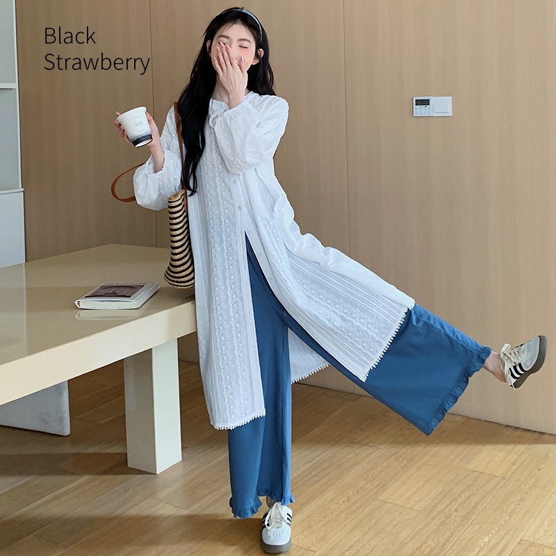 Black Strawberry Mid-Length Long-Sleeved Shirt Summer Sunscreen Tops ...