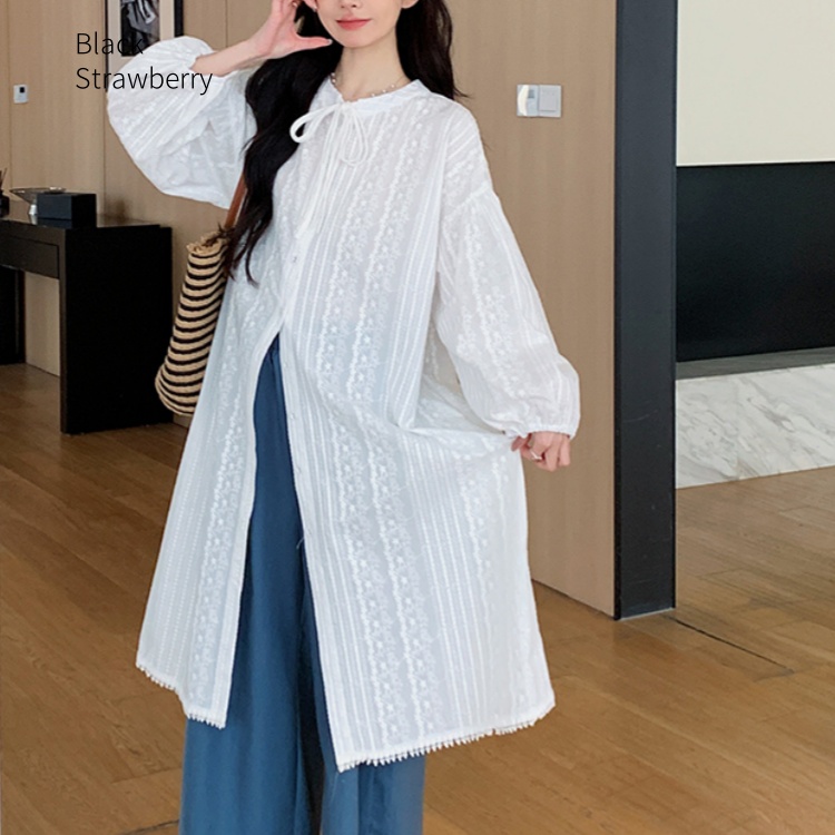 Black Strawberry Mid-Length Long-Sleeved Shirt Summer Sunscreen Tops ...