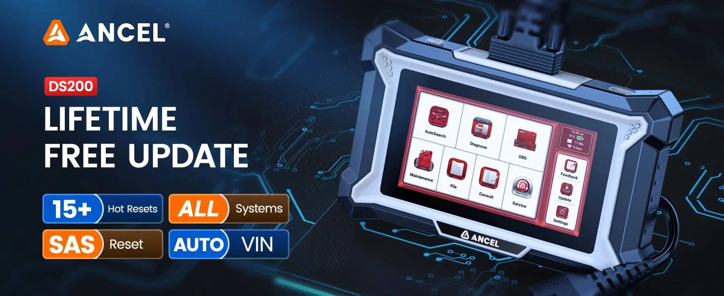 【MY Stock】ANCEL DS200 OBD2 Scanner for ABS, SRS, Transmission, All Systems Diagnostics, 15 ...