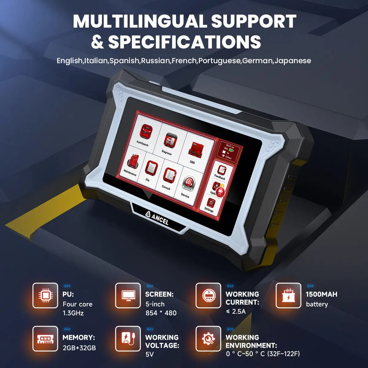 【MY Stock】ANCEL DS200 OBD2 Scanner for ABS, SRS, Transmission, All Systems Diagnostics, 15 ...