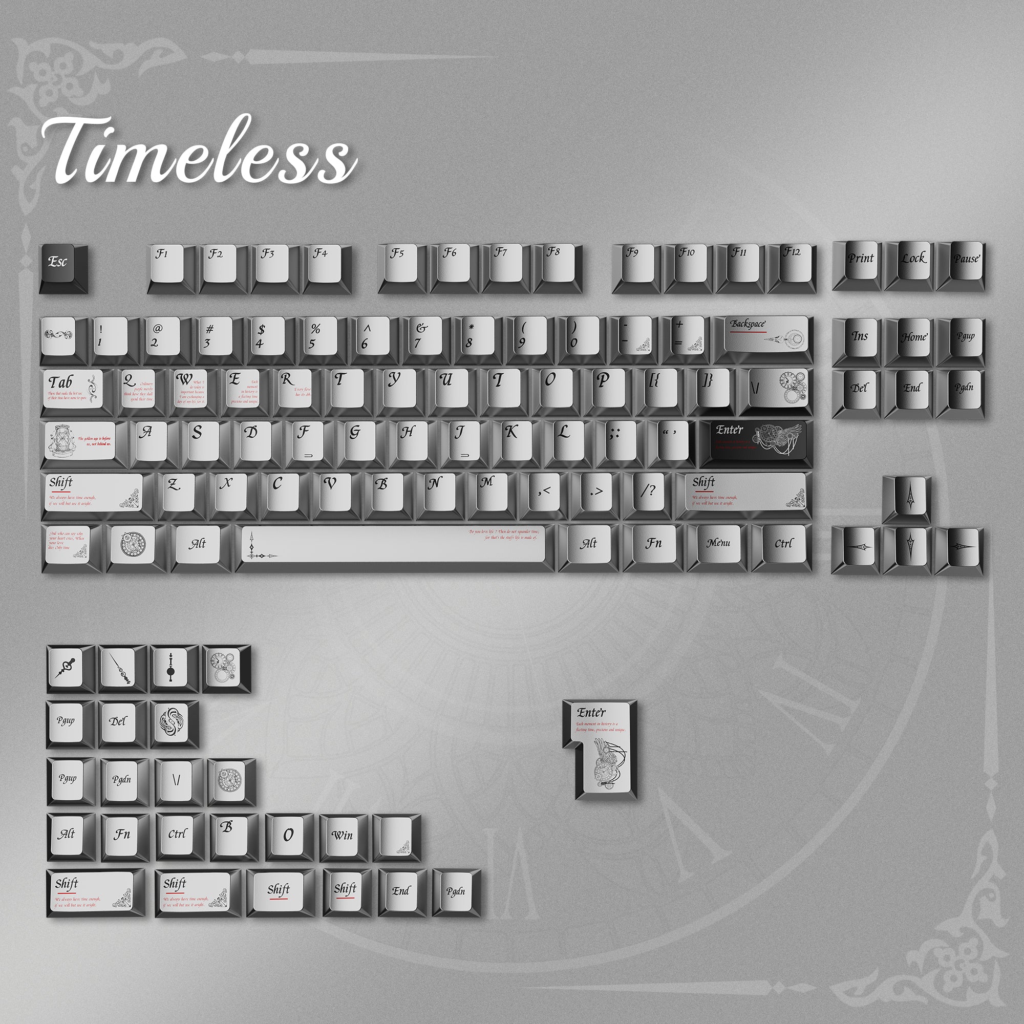 Womier Timeless 112 Keys Cherry Profile Metallic Coating Keycaps Set ...