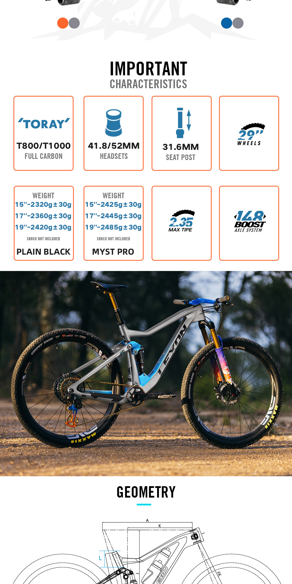 2025 LEXON Bicycle Frame XC TRIAL Cross country Bike Frames Carbon ...