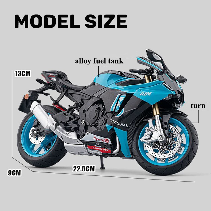 【RUM】1:9 Scale Yamaha R1M Alloy Motorcycle Model Light Effect Diecast ...