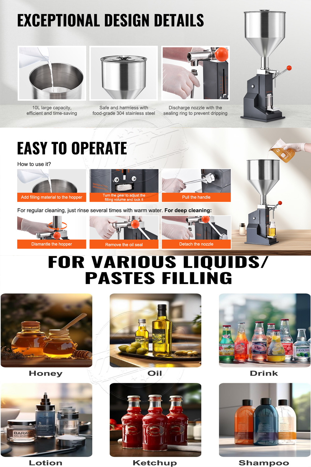 Manual Paste Liquid Filling Machine(5-60ML) 304 Stainless Steel ...