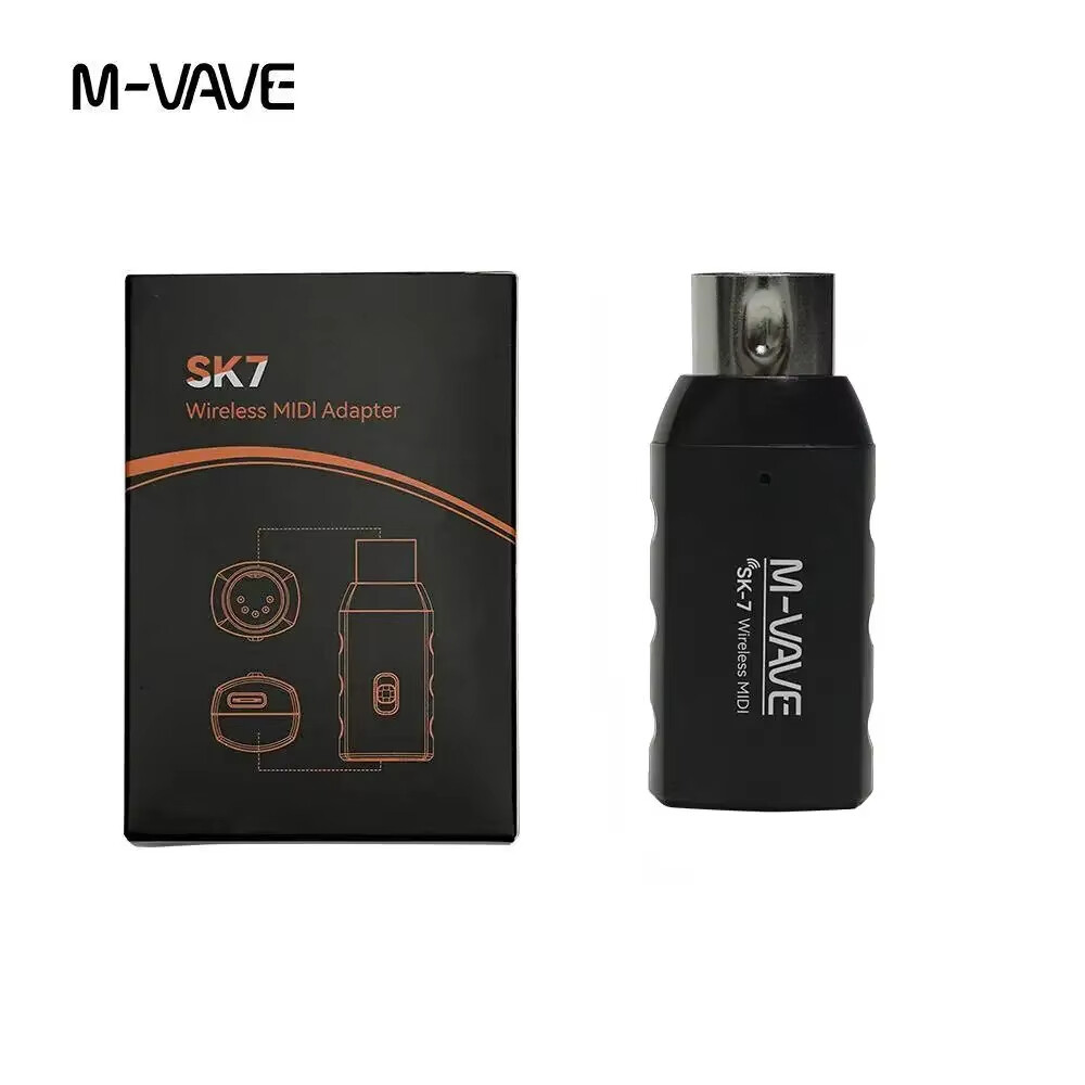 M-VAVE SK7 MIDI adapter Mini Rechargeable Wireless Midi Receiver/Transmitter Transmission System ...