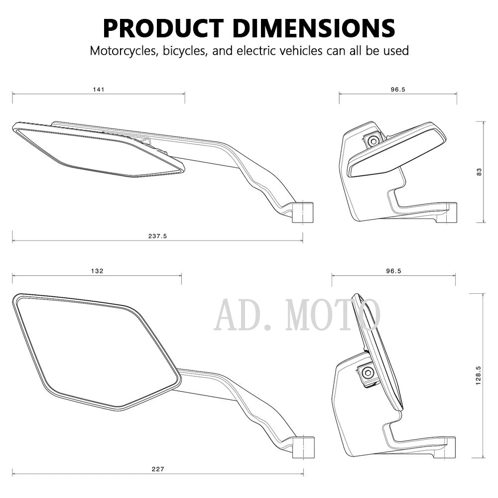 Motorcycle Accessories: Rearview side mirror, adjustable swivel for ...