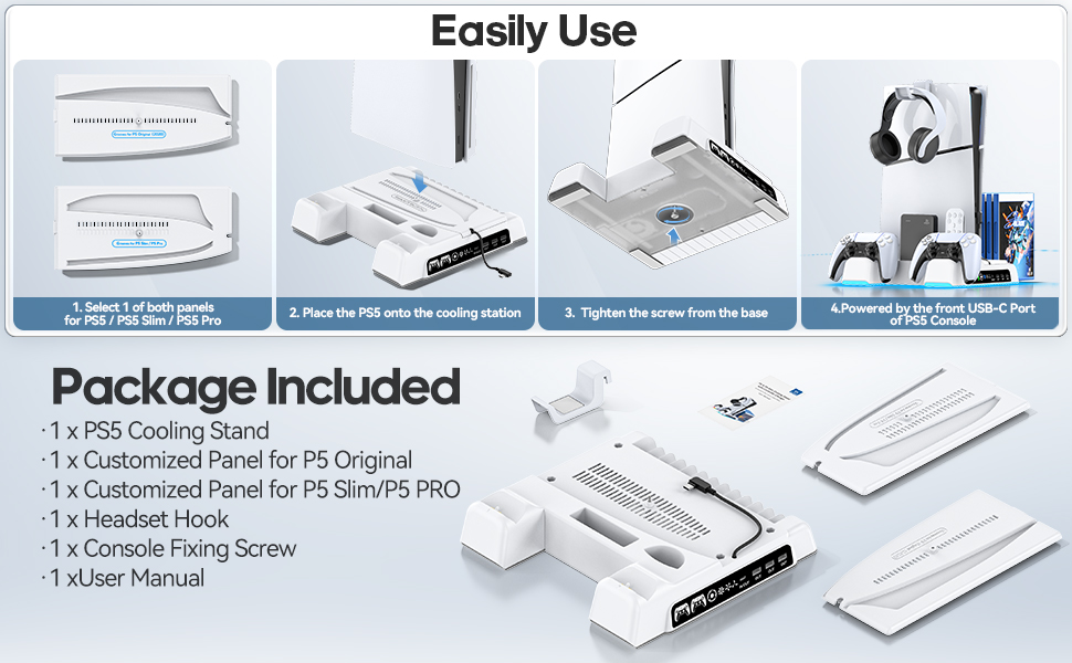 PS5/ Slim/Pro Stand for Disc & Digital Console, PS5 Cooling Station ...