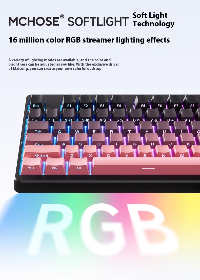 MCHOSE G98 V2 Wireless Mechanical Keyboard 98% Hot swappable RGB GASKET Custom Gaming Keyboard ...