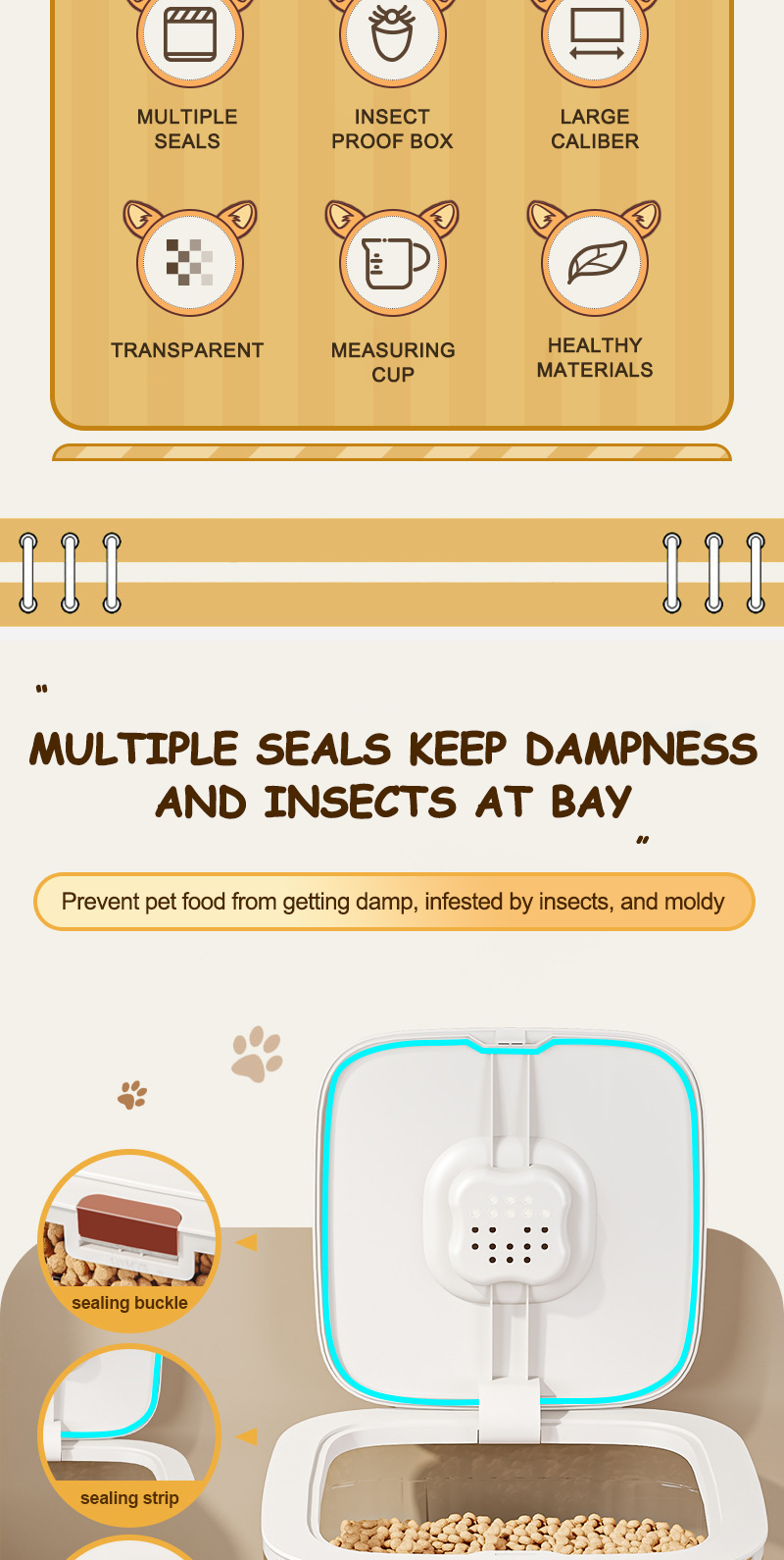 Moisture-Proof & Airtight Pet Food Container - Transparent Sealed ...