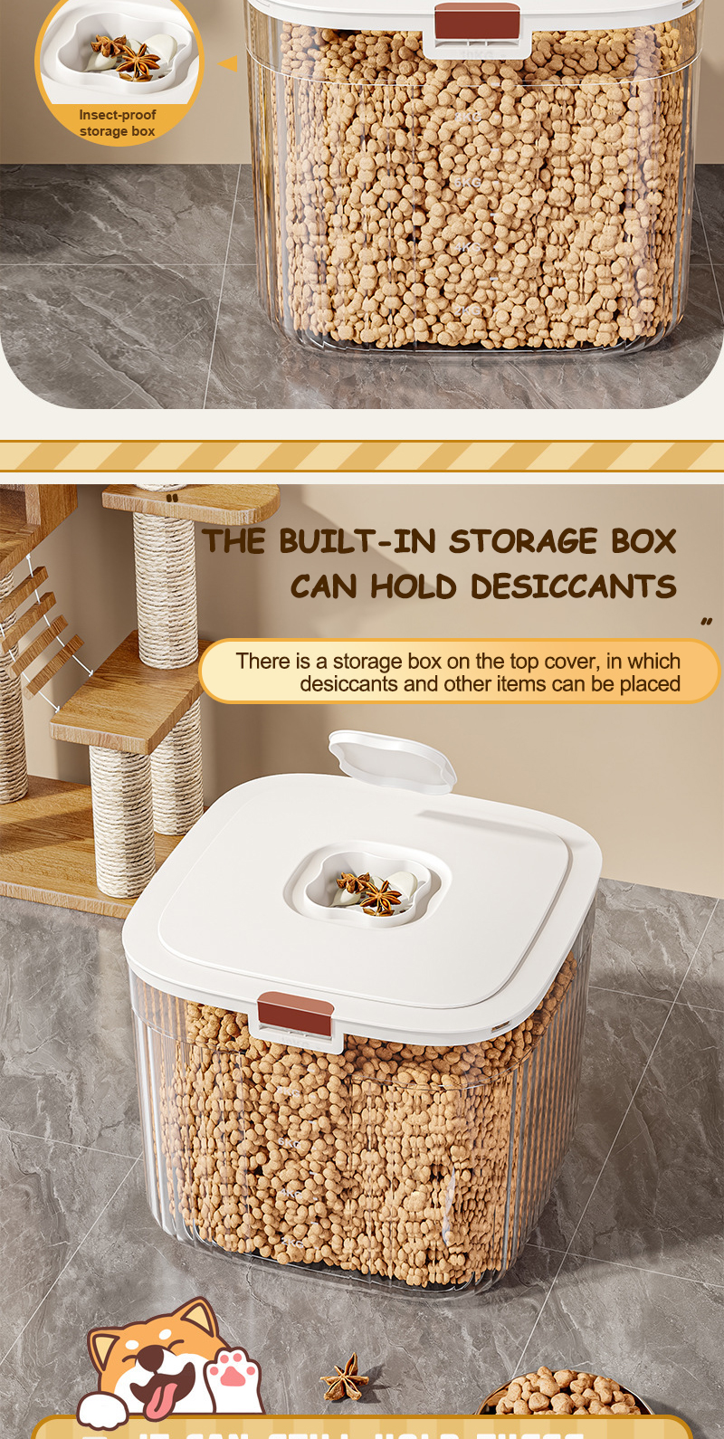 Moisture-Proof & Airtight Pet Food Container - Transparent Sealed ...