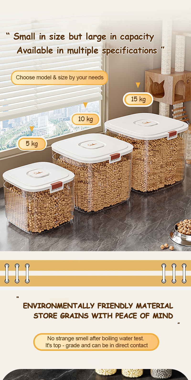 Moisture-Proof & Airtight Pet Food Container - Transparent Sealed ...