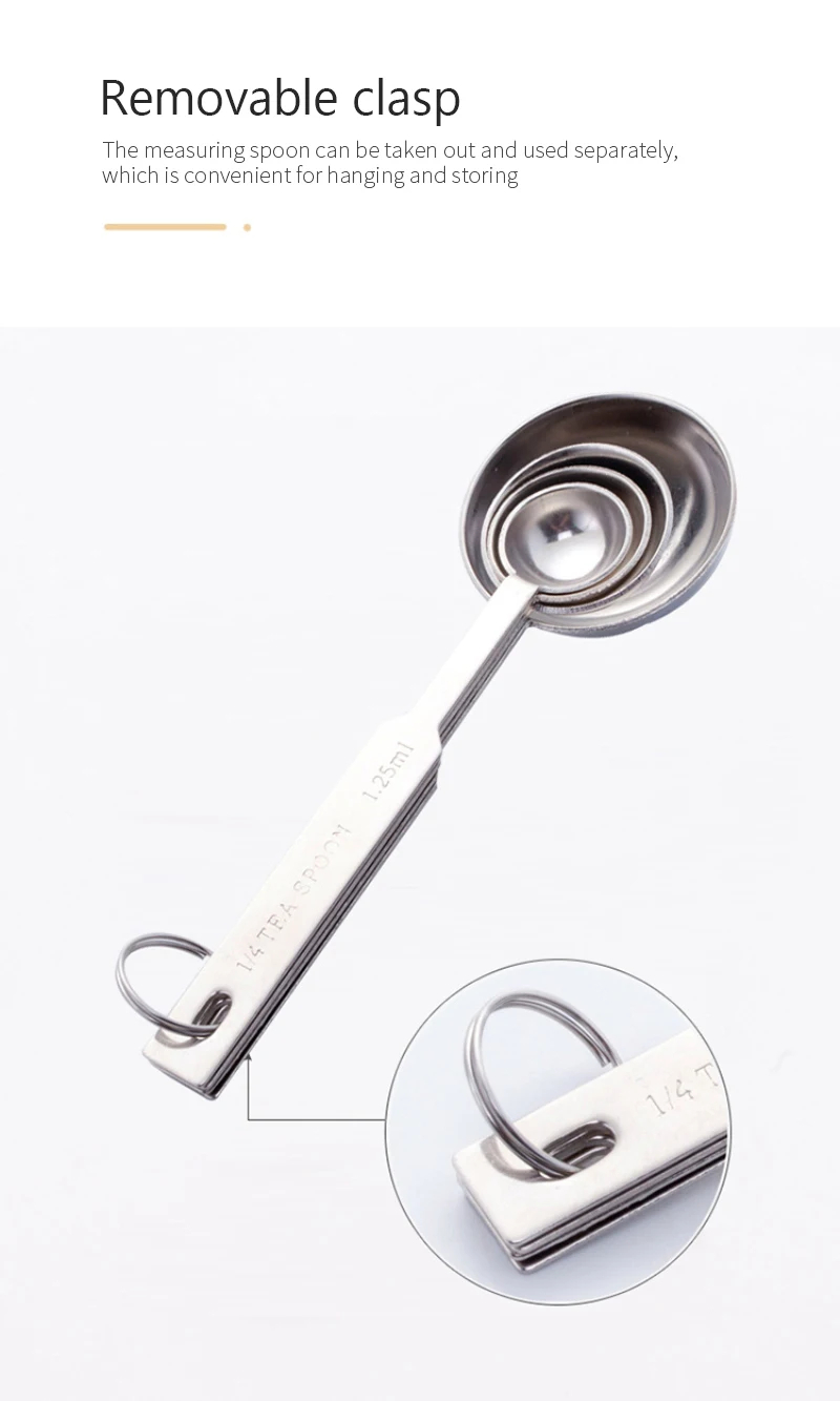 Stainless Steel Kitchen Measuring Spoons Teaspoon Coffee Sugar Scoop ...