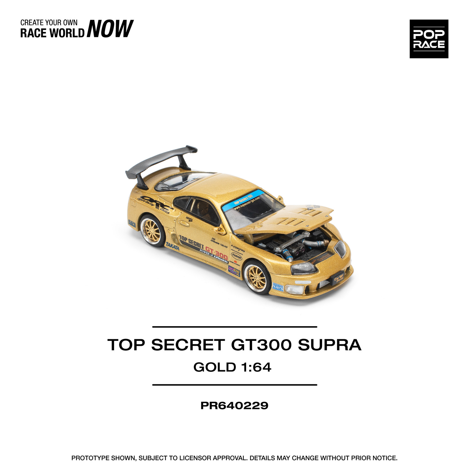 Pop Race 1:64 Model Car Supra A80 Top Secret Alloy Die-Cast Vehicle ...
