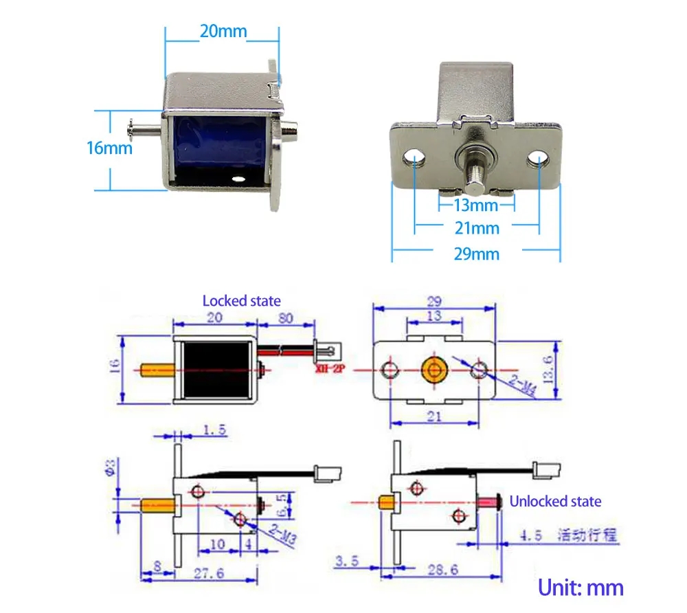Small electromagnetic lock DC12V0.5A electromagnet electric bolt lock ...