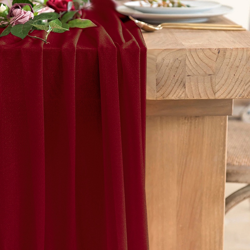 72*300Cm Chiffon Like Wedding Table Cloth Pearl White Table Runner 6 ...