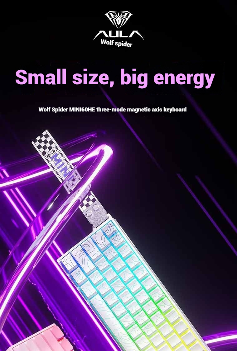 AULA MINI 60HE Three Mode Customized RT0.01 E-sports 8K Game Mechanical ...