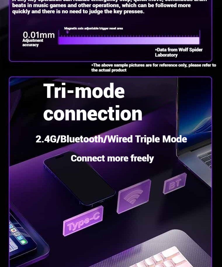 AULA MINI 60HE Three Mode Customized RT0.01 E-sports 8K Game Mechanical ...