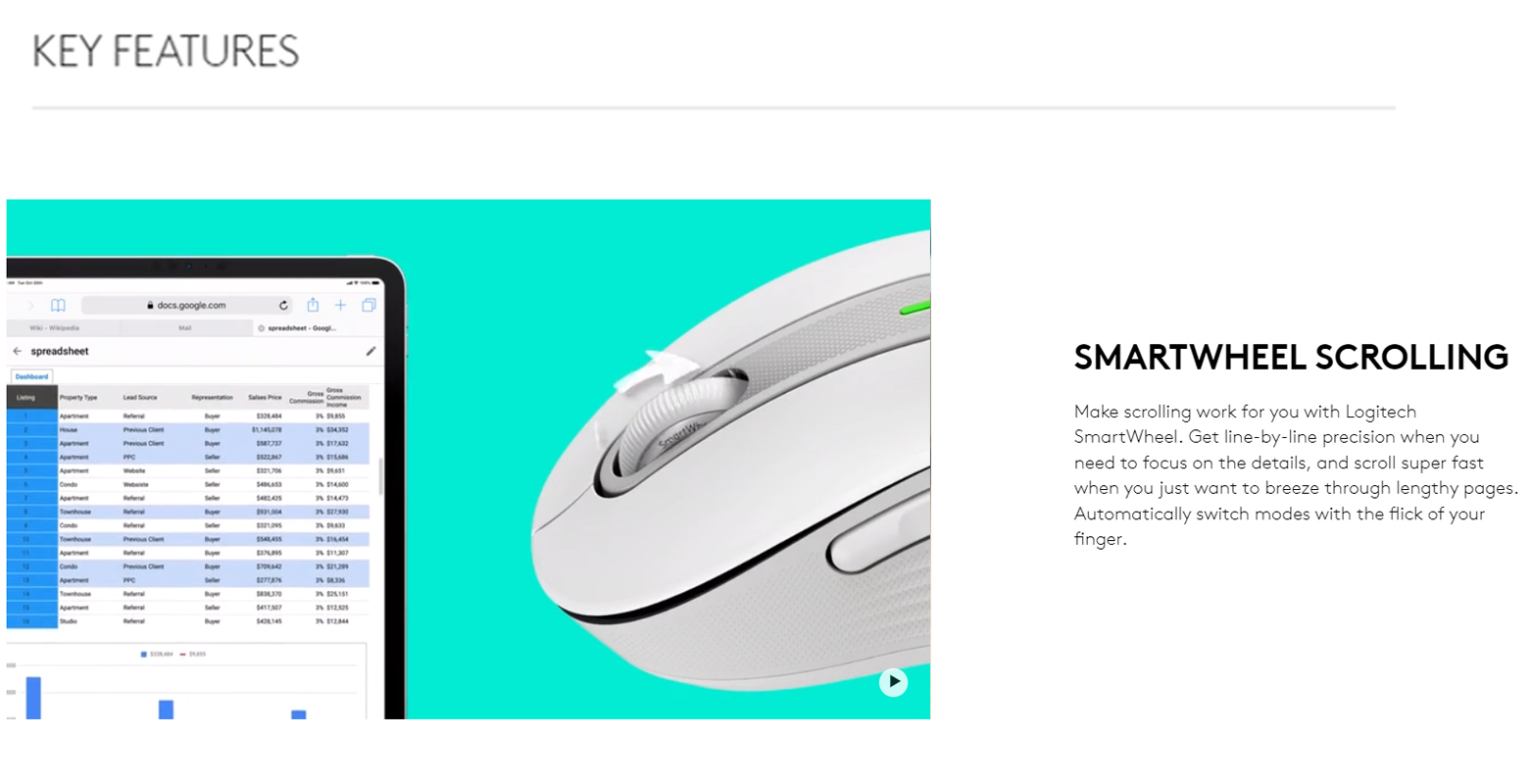 LOGITECH M650 USB Receiver Bluetooth Low Energy Technology Mouse Silent ...