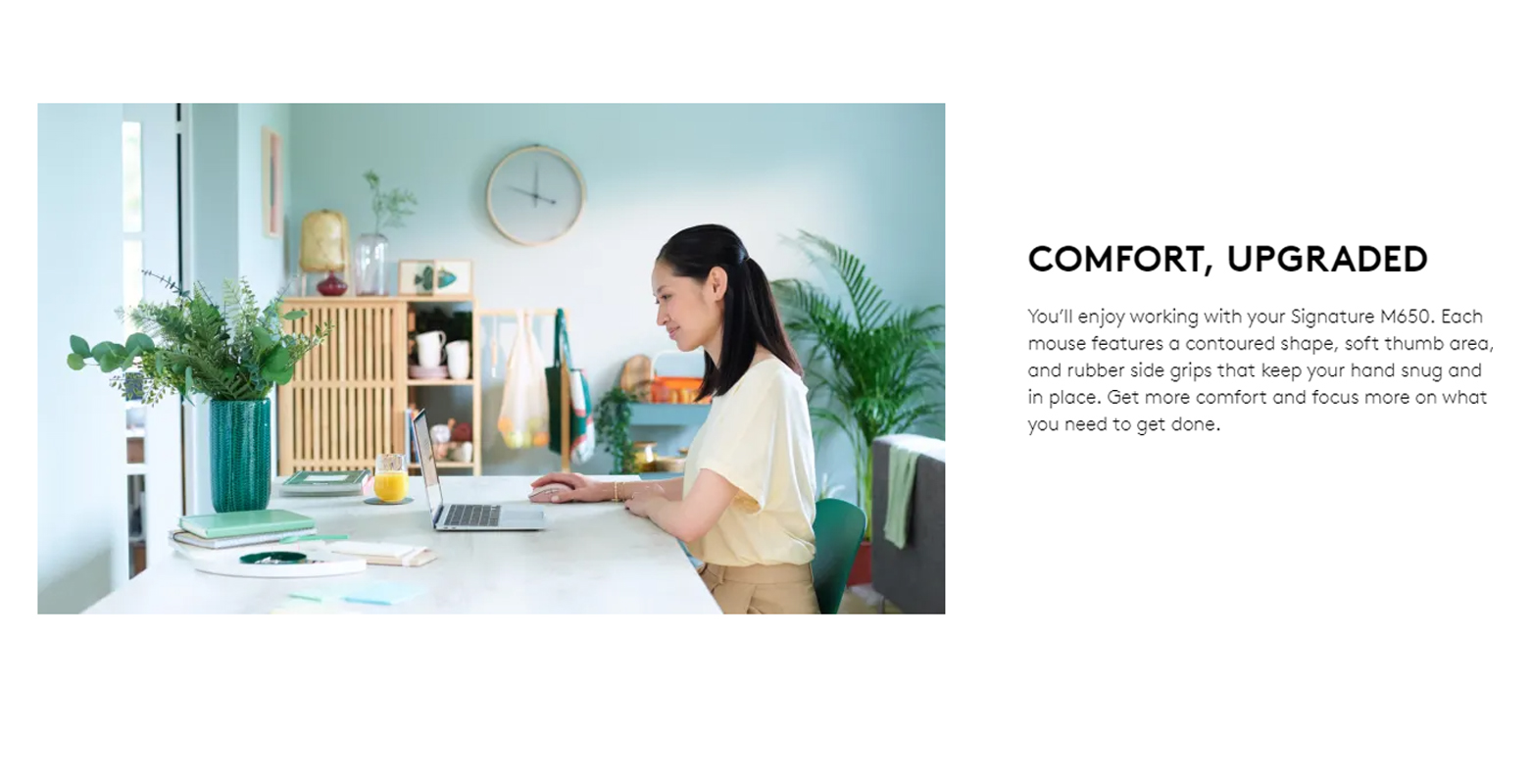 LOGITECH M650 USB Receiver Bluetooth Low Energy Technology Mouse Silent ...