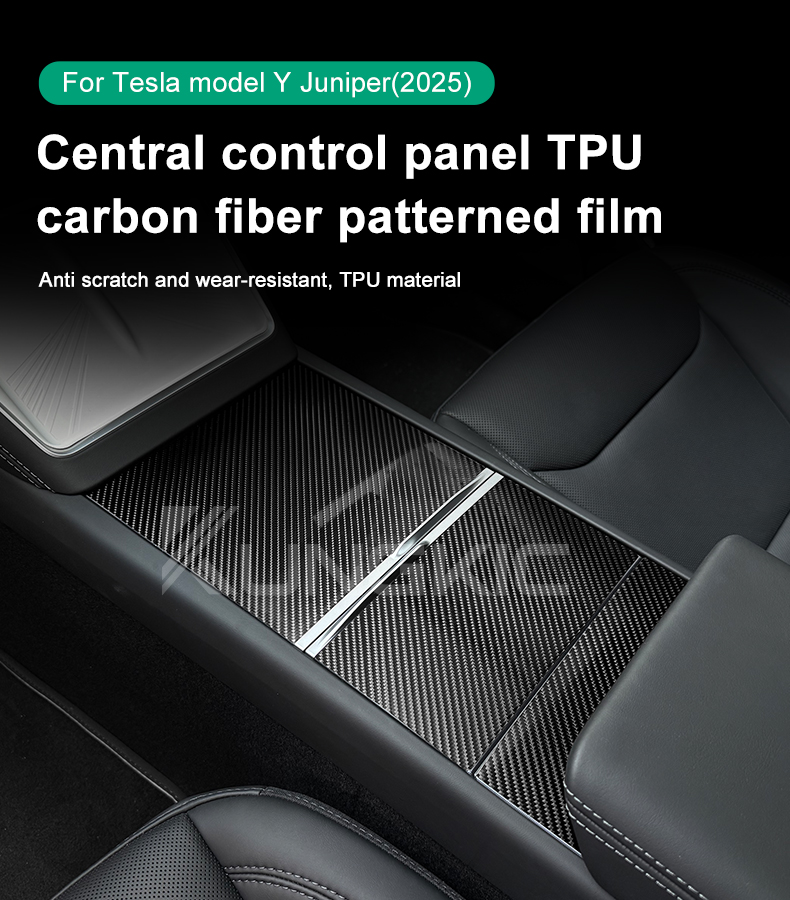For Tesla Model Y Juniper 2025 TPU Carbon Fiber Texture Film Center ...