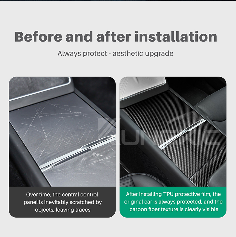 For Tesla Model Y Juniper 2025 TPU Carbon Fiber Texture Film Center ...