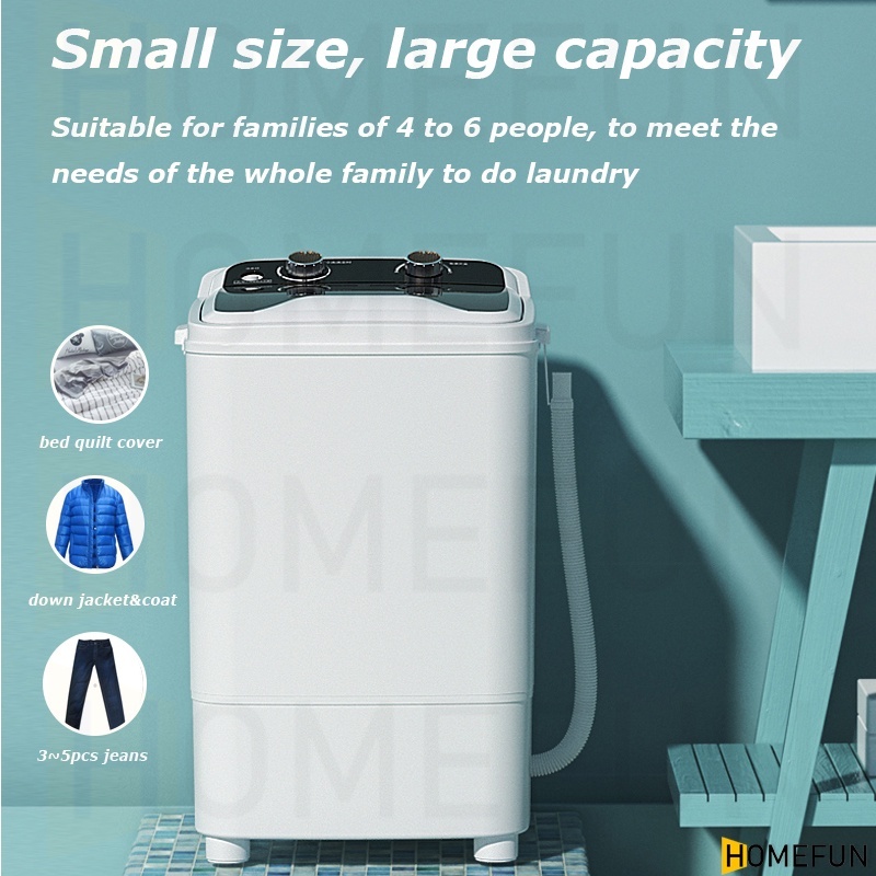 HOMEFUN Fully Automatic Mini Washing Machine With Dryer Mesin Basuh ...