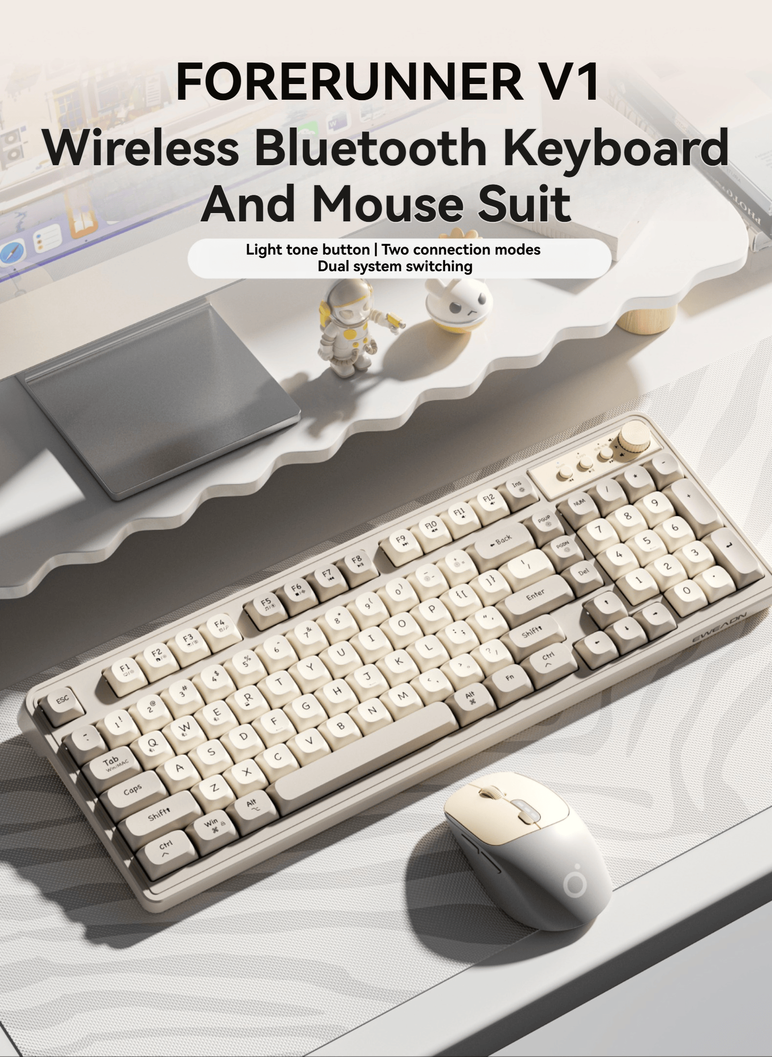 Forerunner V1 Bluetooth Wireless Keyboard Mouse Mechanical Feeling Mute Men and Women Office ...