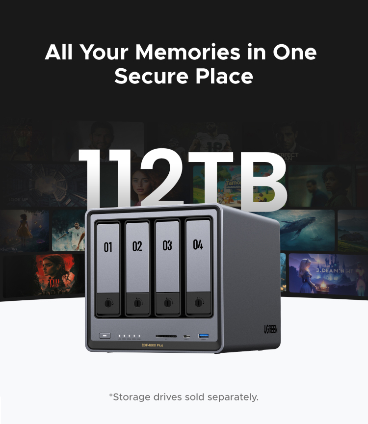 UGREEN NASync DXP4800 Plus 4-Bay Desktop NAS, Intel Pentium Gold 8505 5 ...