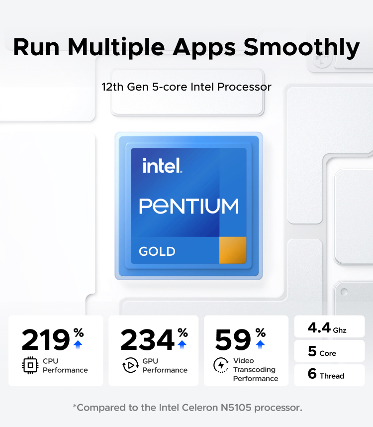 UGREEN NASync DXP4800 Plus 4-Bay Desktop NAS, Intel Pentium Gold 8505 5 ...