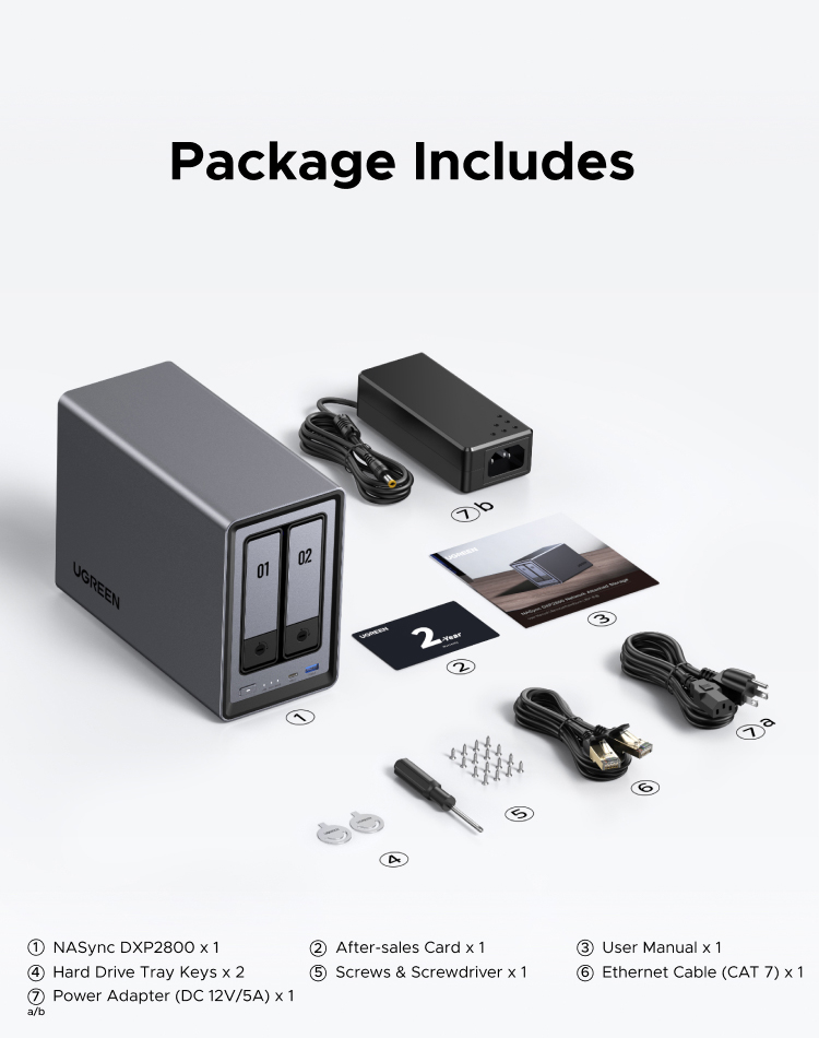 UGREEN NASync DXP2800 2-Bay Desktop NAS, Intel N100 Quad-core CPU, 8GB ...