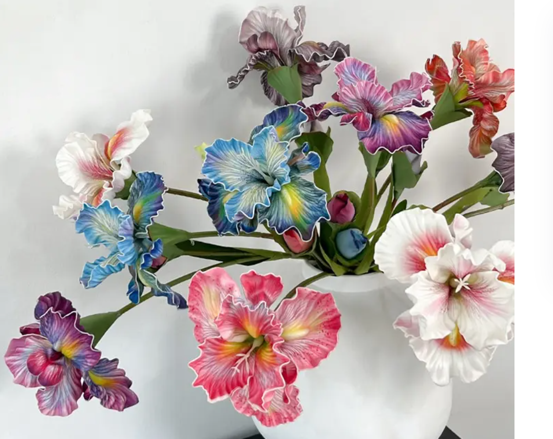 2 head Iris Alice EVA feel artificial flower natural style beautiful ...