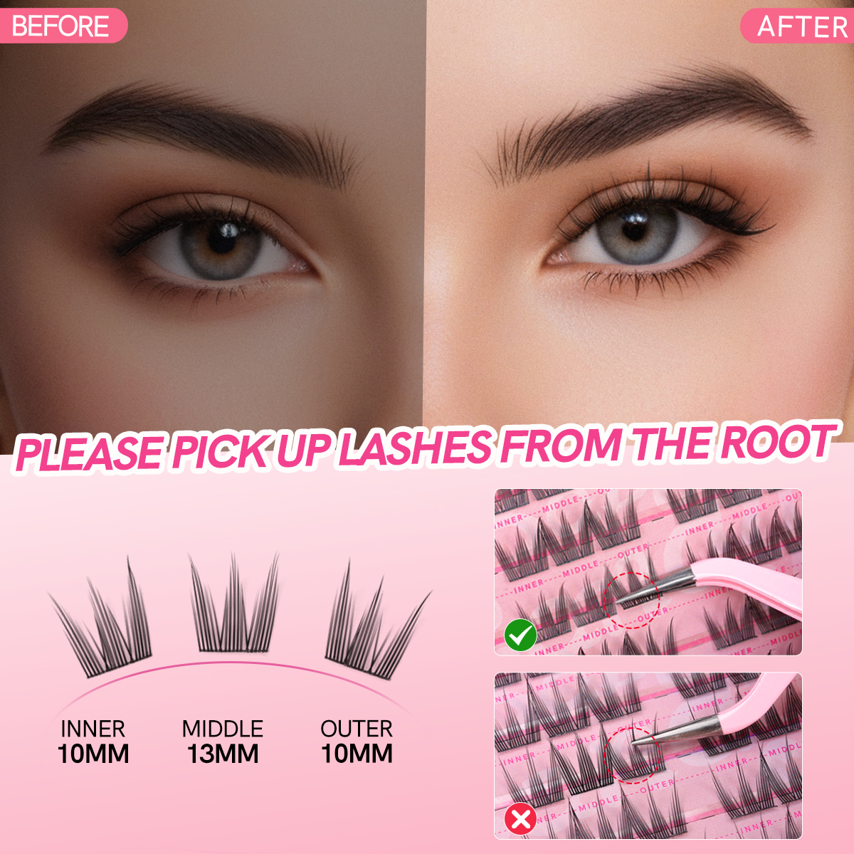 Mlen Diary Segmented C Curl Cos False Eyelashes Extension With Glue ...