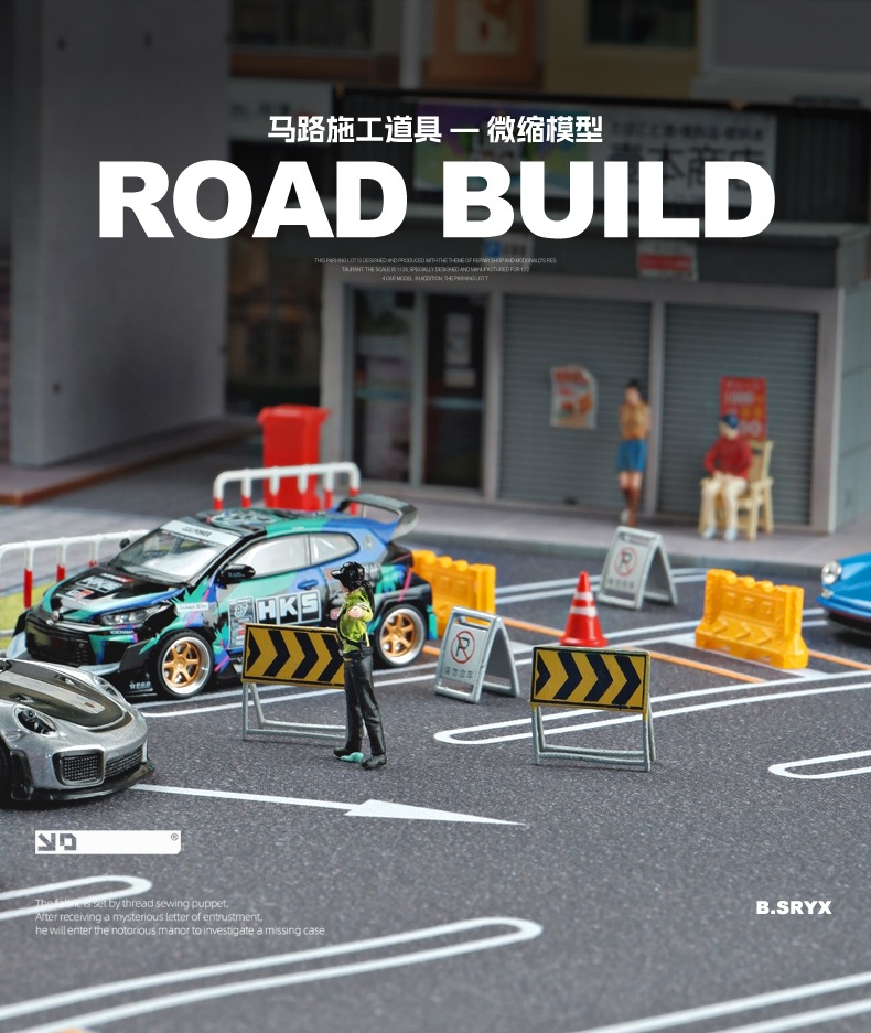 1:64 Diorama Traffic Sign Signage Model Road Construction Props Model ...