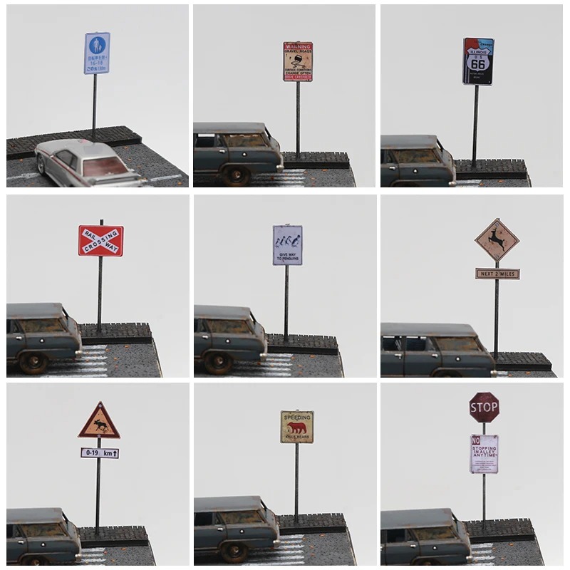 1/64 Diorama Miniature Signage Model City Street Road Sign Props Model ...