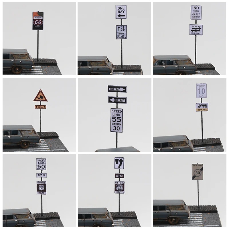 1/64 Diorama Miniature Signage Model City Street Road Sign Props Model ...