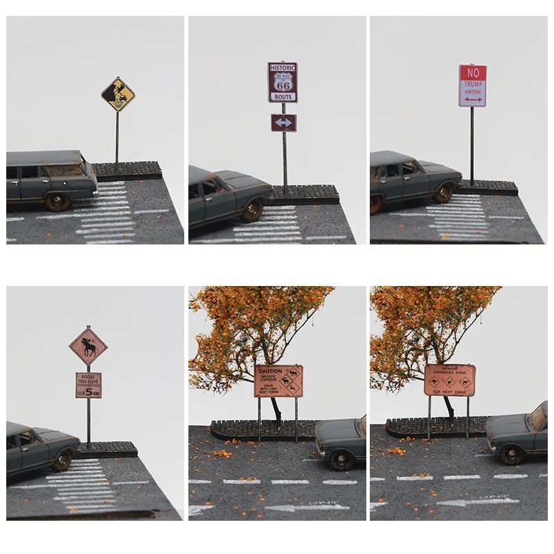1/64 Diorama Miniature Signage Model City Street Road Sign Props Model ...
